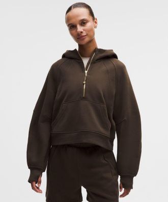 lululemon Scuba Oversized-Hoodie mit halblangem Rei&szlig;verschluss f&uuml;r Frauen - Gr&ouml;&szlig;e XL/2XL in Walnut Crunch/Gold