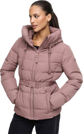 Marikoo Damen Winterjacke (XS-XXL) - gesteppt, mit Kapuze, Tailleng&uuml;rtel - N073 - Mauve Gr&ouml;&szlig;e XS - Gr.XS