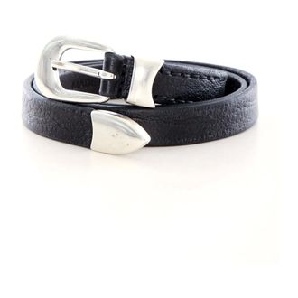 Our Legacy Homme, Accessoires, Noir, Taille: 80 CM Ceinture en cuir &eacute;troite avec d&eacute;tails argent&eacute;s