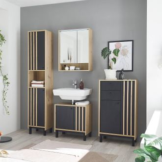 Norrwood home24 Midischrank 60 x 106 x 32cm Schwarz