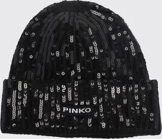Pinko Bonnet &agrave; sequins avec revers &agrave; logo appliqu&eacute;