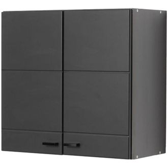 Dmora Palmiano K&uuml;chenbuffet, K&uuml;chenschrank, Einlageboden, 2 T&uuml;ren, 2 F&auml;cher, 60x30x57 cm, Anthrazit Schwarz
