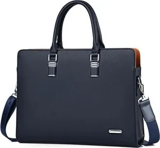 Generic Sac &agrave; bandouli&egrave;re en cuir pour ordinateur portable de 14 &agrave; 15,6 pouces, bleu, 14inch