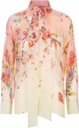 Roberto Cavalli Femme, Blouses et Chemises, Multicolore, Taille: 40 FR Chemisier en mousseline avec imprim&eacute; fleurs de Miami
