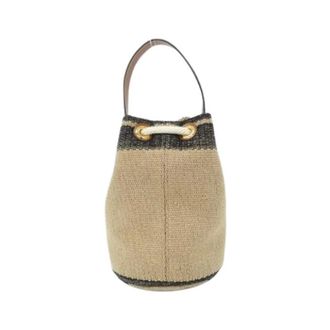 Celine Sac seau pr&eacute;-collection en toile et cuir de veau - Femme - Pre-owned - Beige - Taille: ONE Size