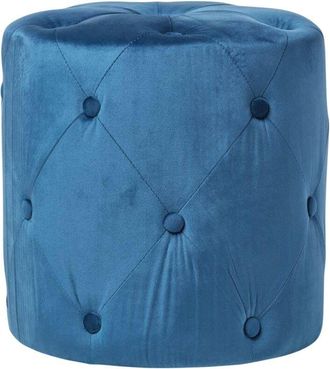 Homescapes Windsor Samt Sitzhocker mit Knopfsteppung, dunkelblau