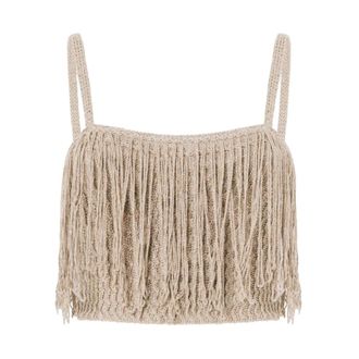 Pinko Pinko, Femme, Tops, Beige, Taille: 40 FR Top sans manches