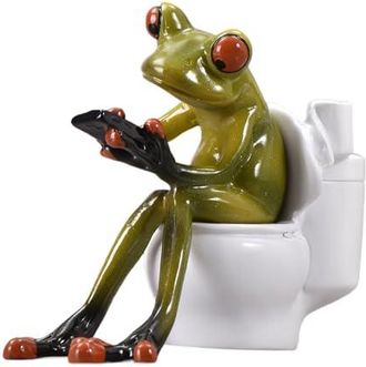 Generic Statue de grenouille, statue de grenouille dr&ocirc;le - Jolie statuette dornements de grenouille en r&eacute;sine - Figurines miniatures de grenouille assise sur 