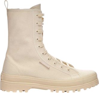 Superga 2341 Alpina Stiefel f&uuml;r Damen, Canvas, Plattform-Absatz (Rau Beige)