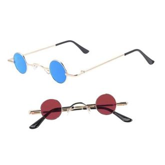 Garneck 2 pièces Lunettes de Soleil Rondes Vintage Punk Métal pour Hommes et Femmes Design Compact et Protection Solaire UV Style Steampunk Rétro pour Usage Q