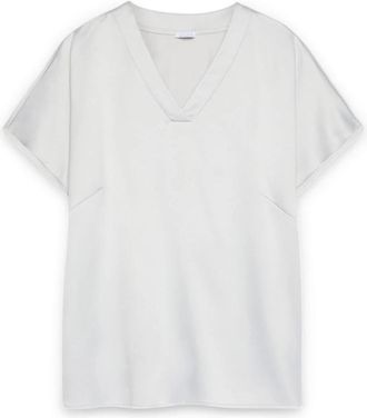 Fiorella Rubino T-Shirt aus Viskose-Satin mit zwei Materialien - - Tops - Damen - Grau - XL