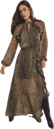 Lipsy Maxikleid Lipsy Ger&uuml;schtes Maxikleid mit langen &Auml;rmeln (1-tlg)