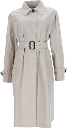 Max Mara Femme, Manteaux, Beige, Taille: 36 FR Trench-coat en m&eacute;lange de coton d&eacute;perlant
