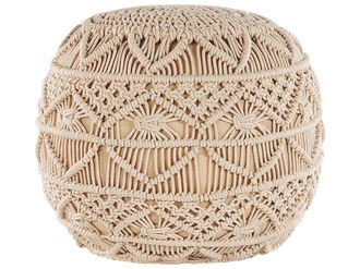 Beliani Pouf Strickhocker Kugelsitz Liegekissen Beige 40x40 cm rund Baumwolle Kayseri