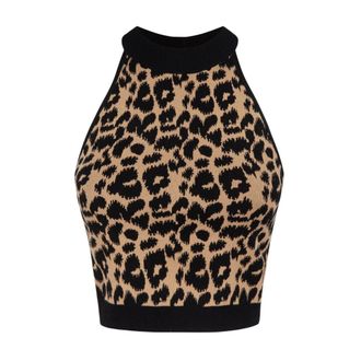 Max Mara Femme, Tops, Noir, Taille: 38 FR Top Jacquard Dos Nu Sans Manches