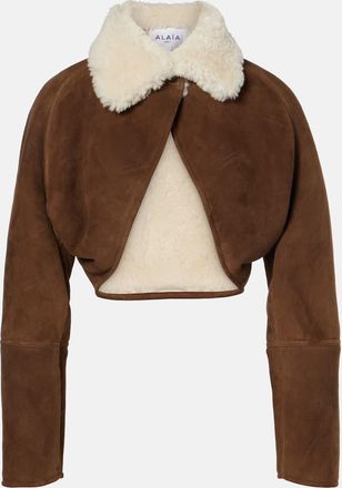 Alaia Ala&iuml;a Cropped-Jacke aus Veloursleder mit Shearling
