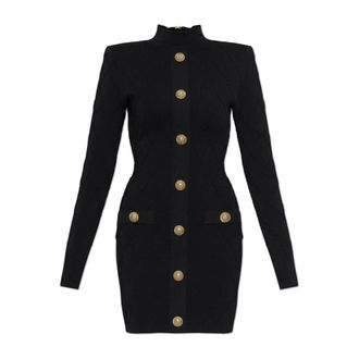Balmain Kleid mit Zierkn&ouml;pfen - - Dresses - Damen - Schwarzk - S