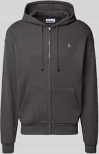 Review Regular Fit Sweatjacke aus Baumwoll-Mix mit Label-Stitching