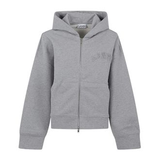 Ganni Zwei-Wege-Zip-Hoodie - - Sweatshirts & Hoodies - Damen - Grau - S