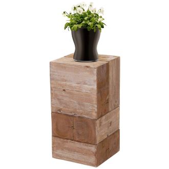 Mendler Blumentisch HWC-A15, Blumens&auml;ule Blumenst&auml;nder, Tanne Holz rustikal massiv MVG-Zertifiziert - 60cm