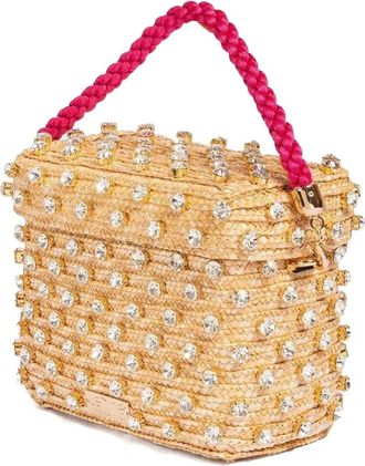 Le Nine mini sac à main Euphoria Box à ornements en cristal - Tons neutres