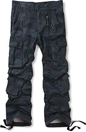 OCHENTA Aeslech Homme Pantalon Cargo Militaire avec 8 Poches Baggy Pantalon de Combat dext&eacute;rieur de Travail Z Bleu 32 - FR 42