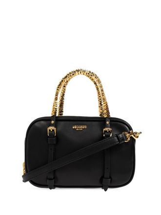 Moschino sac &agrave; main en cuir &agrave; logo - Noir