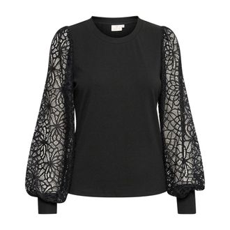 Kaffe Femme, Blouses et Chemises, Noir, Taille: 36 FR T-shirt en Dentelle Top Noir Profond