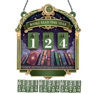 Generic B&uuml;cher Dieses Jahr Gelesen - 180 G Holz-Tischdekoration, Schild B&uuml;cher Gelesen Mit 30-Nummernschild F&uuml;r Zuhause, Schlafzimmer, Arbeitszimmer, Biblioth