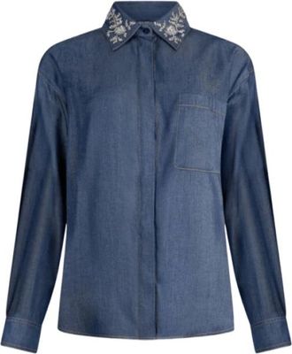Liu Jo Femme, Blouses et Chemises, Bleu, Taille: 36 FR Chemise &agrave; col amovible