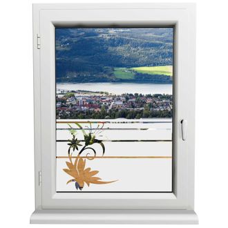 Indigos UG Glasdekorfolie - Lilienblume - Sonnenschutz H50Line - Sichtschutzfolie - Fensterfolie - f&uuml;r die K&uuml;che, Bad ans Fenster, Sichtschutz - selbstklebend - 