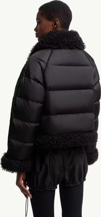 Moncler Quilted Nylon with Shearling Collar Down Jacket - Black