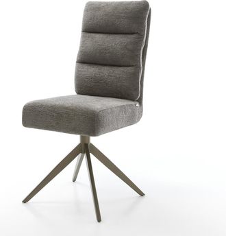 DELIFE Drehstuhl Pela-Flex Boucl&eacute; Soft Schlamm Kreuzgestell breit Effektfinish Titan 360&deg; drehbar Wippfunktion Taschenfederkern, Esszimmerst&uuml;hle