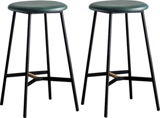 Generic Industrielle Schwarze Barhocker Mit R&uuml;ckenlehne - 2er-Set, 65 cm Sitzh&ouml;he, Eisengestell, 300 Pfund Tragkraft(Green-2ps,65cm/25.6in)
