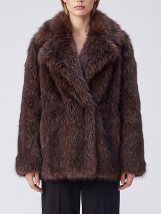 Eleh Manteau court crois&eacute; en fausse fourrure avec revers