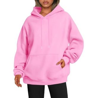 Generic Chandail &agrave; capuche surdimensionn&eacute; pour femme, pull d&eacute;contract&eacute; surdimensionn&eacute; avec poche kangourou et cordon de serrage, rose, 5XL