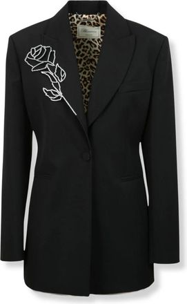 Blumarine Femme, Vestes, Noir, Taille: 42 FR Veste En Laine Avec Broderie D&eacute;coup&eacute;e Au Laser Et Strass