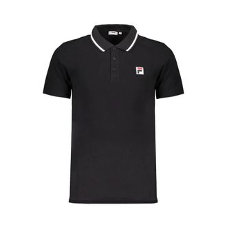 Fila Homme, Tops, Noir, Taille: S Polo en Coton Noir avec D&eacute;tails Contrast&eacute;s
