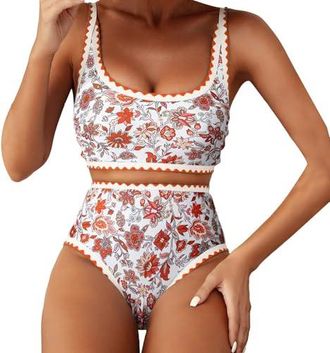 Generic Ensemble bikini pour femme - &Eacute;l&eacute;gant et sexy - Deux pi&egrave;ces - Triangle - Col en V - Maillot de bain push-up - Maillot de bain incurv&eacute; - Haut de bikini 