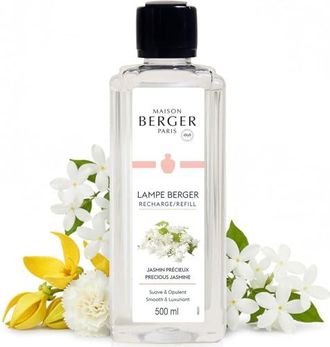 Maison Berger Maison Berger - Jasmin Précieux - Recharge Huile Parfumée Prête à lemploi pour Lampe Berger - Purifie et Désodorise lAir - Diffusion Longue Durée (500