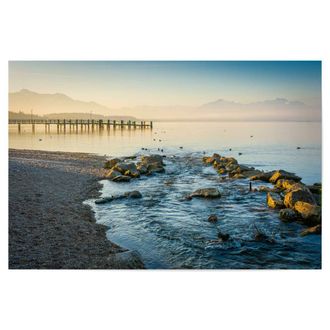 artboxONE Poster 45x30 cm Natur Sonnenaufgang am Chiemsee - Bild alpensee Berge chiemgau