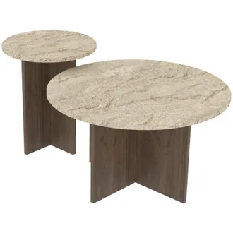 Hanah Home Ensemble de table basse en bois Private 70 x 70 x 40 cm - Travertin