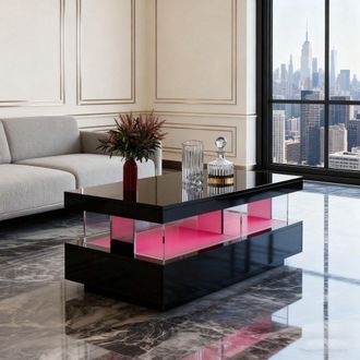 Generic Moderner Couchtisch in Hochglanz-Optik 100x60x49.5 cm - Kratzfeste und langlebige Tischplatte mit glatter Oberfl&auml;che - Funktionaler Sofatisch als