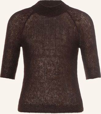 HUGO BOSS Strickshirt Fewe Mit Alpaka braun