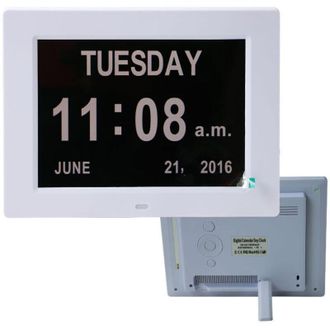 Gabrielle Gabrielle - 8 lcd Digitaluhr Kalender mit Datum, Kalenderuhr mit Datum, Tag und Uhrzeit Alzheimer-Uhr Uhr f&uuml;r Senioren, es ist f&uuml;r Eltern (wei&szlig;)
