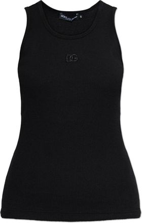 Dolce & Gabbana Femme, Tops, Noir, Taille: 40 FR D&eacute;bardeur c&ocirc;tel&eacute; avec broderie DG et strass