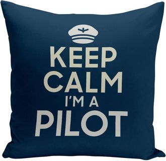 Fabulous Kissen mit Kissenbezug 40x40 cm Keep Calm Im a Pilot Parodie Pilot Flugzeug Job