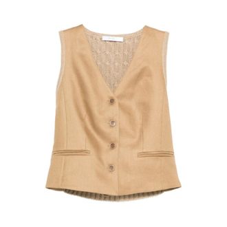 Max Mara Femme, Vestes, Brun, Taille: 40 FR Calibri Knitted Waistcoat