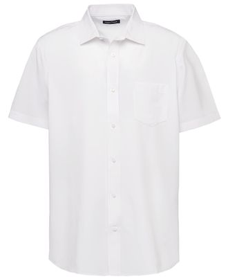 Nautica Herren Schuluniform Kurzarm Performance Oxford Shirt Hemd mit Button-Down-Kragen, Weiß, Groß