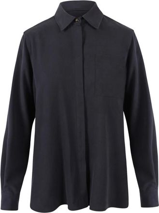 Max Mara Femme, Blouses et Chemises, Bleu, Taille: 42 FR Roll Poplin Shirt